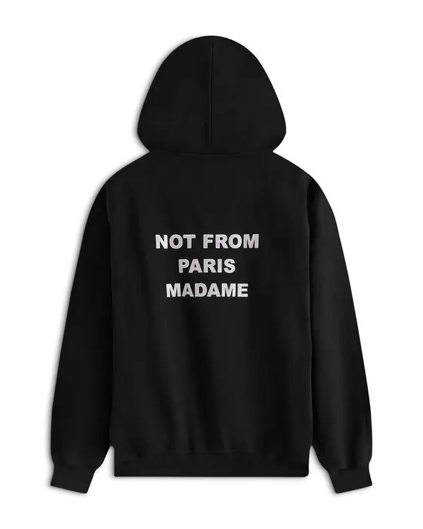 Drole De Monsieur Slogan Drawstring Hoodie - Black