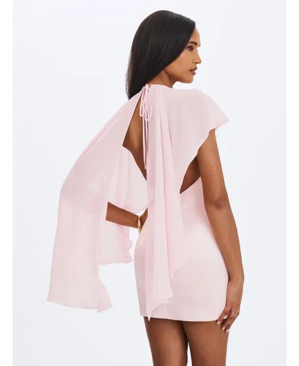 MISS CIRCLE NEW YORK Umeko Asymmetrical Cape Mini Dress