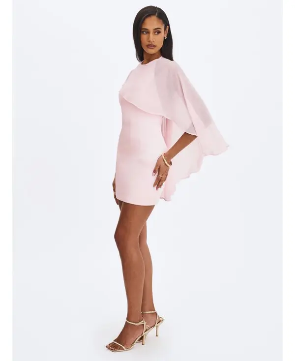 MISS CIRCLE NEW YORK Umeko Asymmetrical Cape Mini Dress