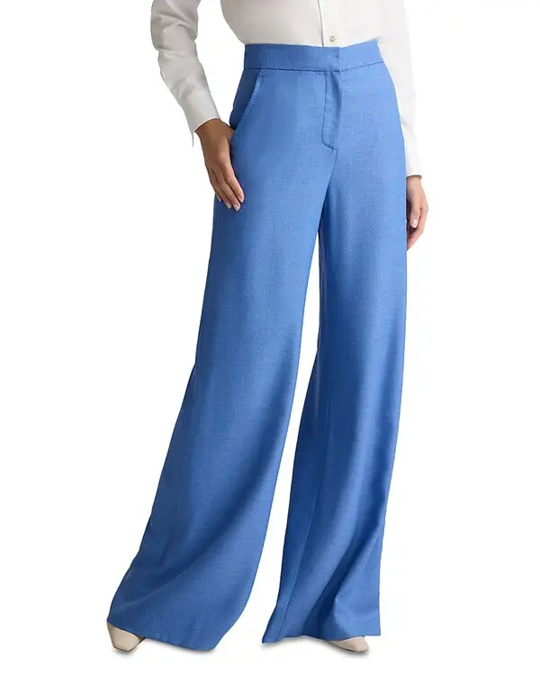 St. John Wide Leg Suiting Pants - Periwinkle