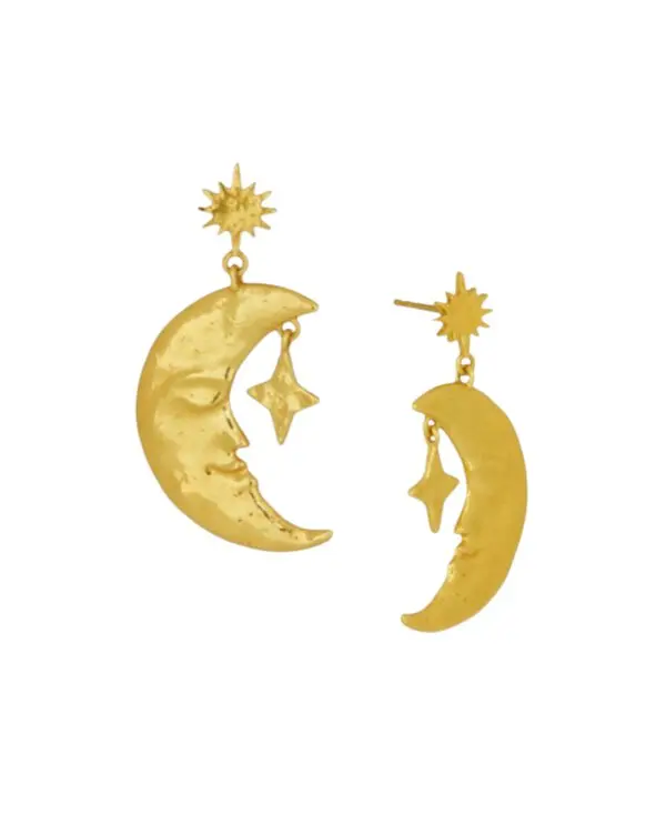 OTTOMAN HANDS Crescent Moon Drop Earrings - Gold