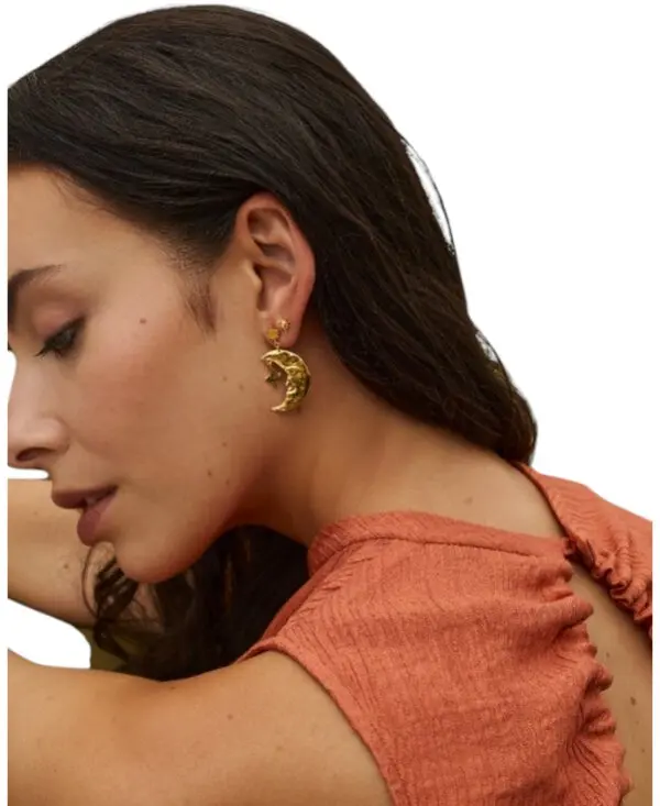 OTTOMAN HANDS Crescent Moon Drop Earrings