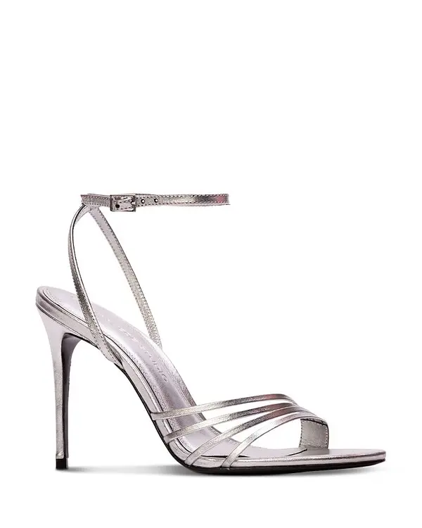 BLACK SUEDE STUDIO Ella 100 Strappy Leather Sandals - Silver