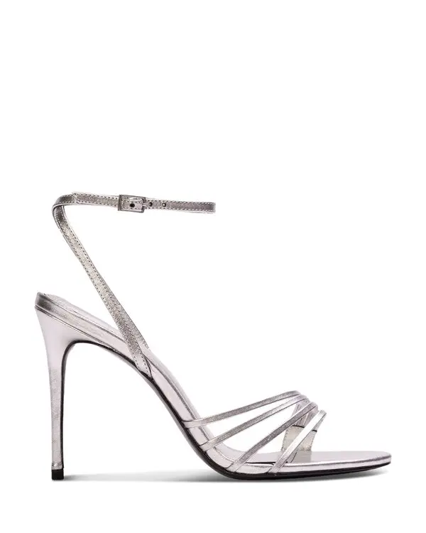 BLACK SUEDE STUDIO Ella 100 Strappy Leather Sandals - Silver