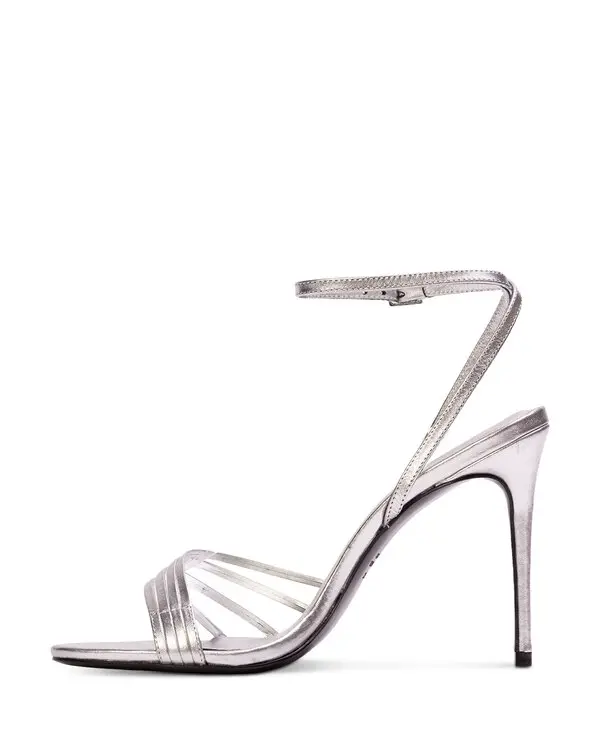BLACK SUEDE STUDIO Ella 100 Strappy Leather Sandals - Silver