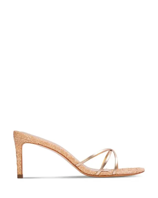 BLACK SUEDE STUDIO Jaya 70 Strappy Leather Mule Sandals - Beige Raffia