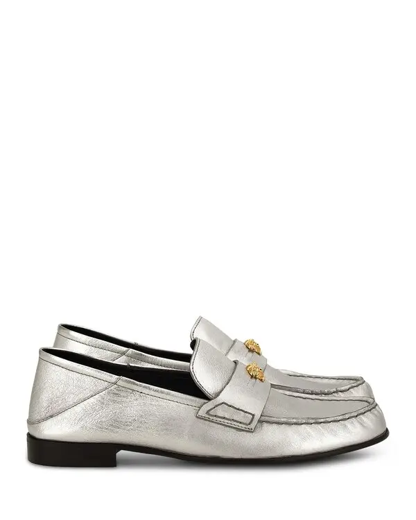 Versace Leather Loafers - Silver Versace