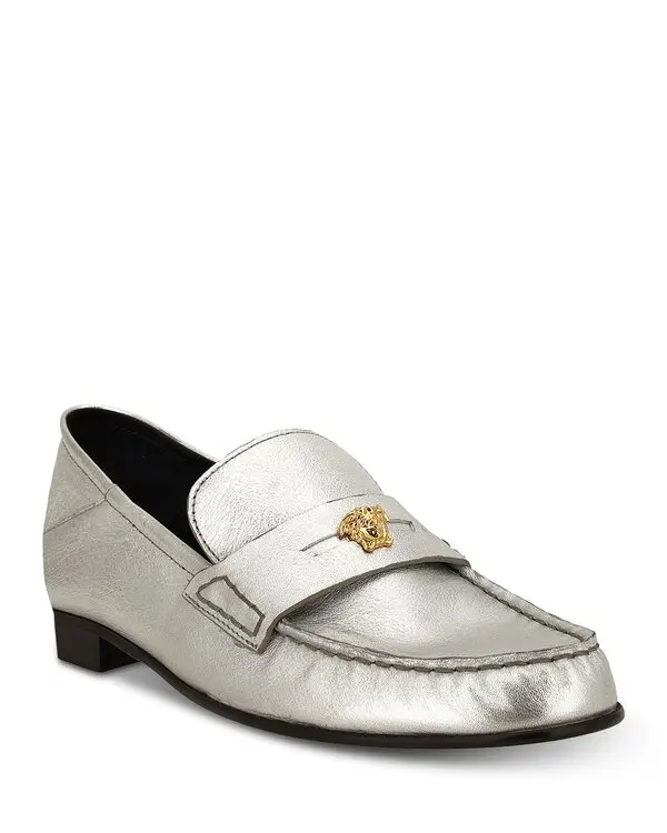Versace Leather Loafers - Silver Versace