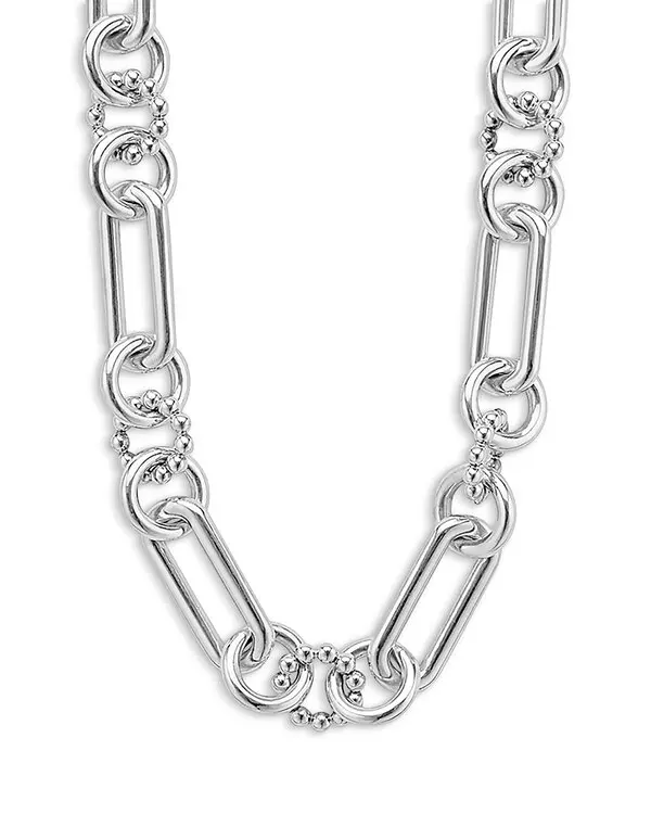 Lagos Sterling Signature Caviar Link 18" Necklace - Silver