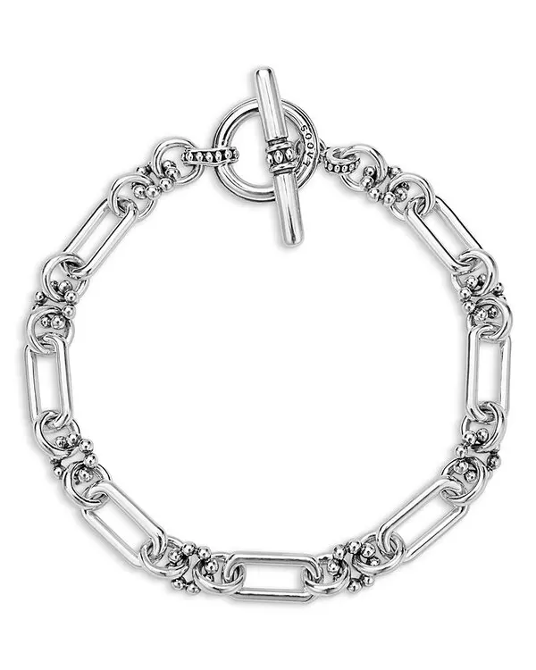 Lagos Sterling Signature Caviar Oval & Round Link Bracelet - Silver
