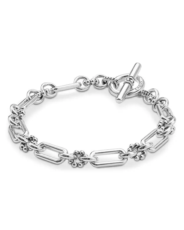 Lagos Sterling Signature Caviar Oval & Round Link Bracelet