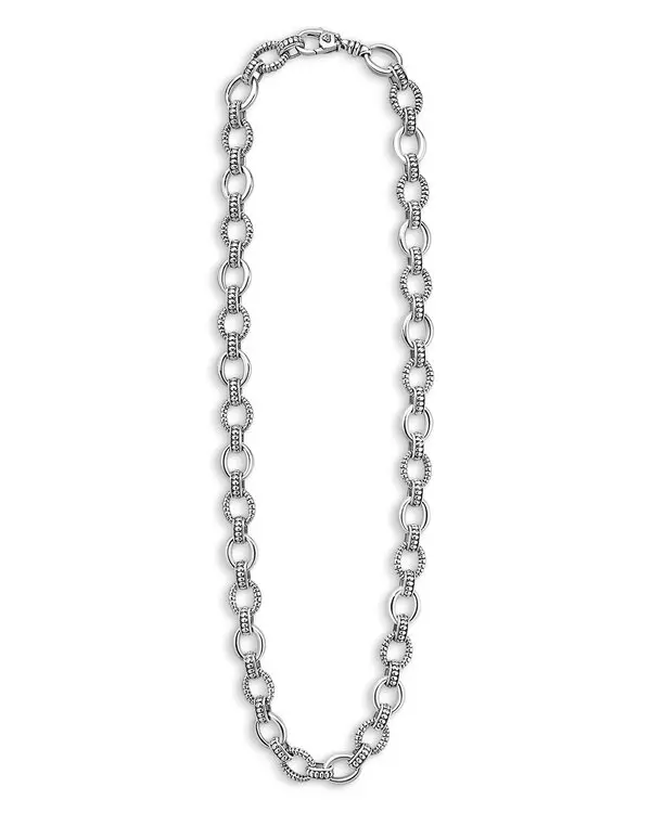 Lagos Sterling Signature Caviar Oval Fluted Link Necklace