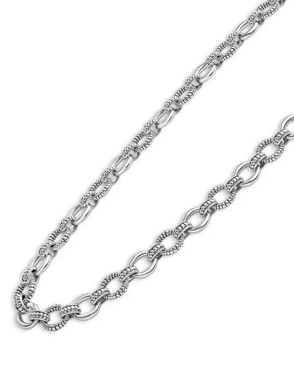 Lagos Sterling Signature Caviar Oval Fluted Link Necklace