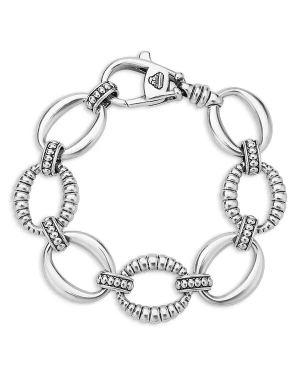 Lagos Sterling Signature Caviar Oval Fluted Link Bracelet - Silver