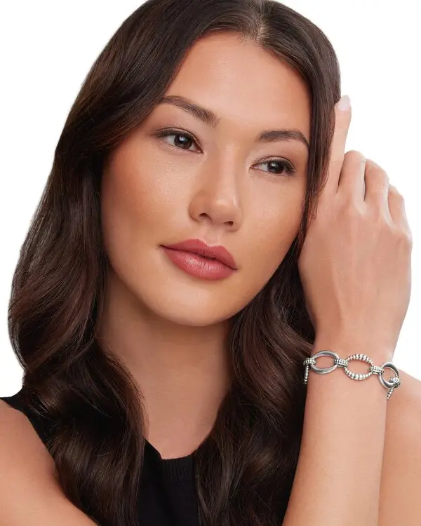 Lagos Sterling Signature Caviar Oval Fluted Link Bracelet