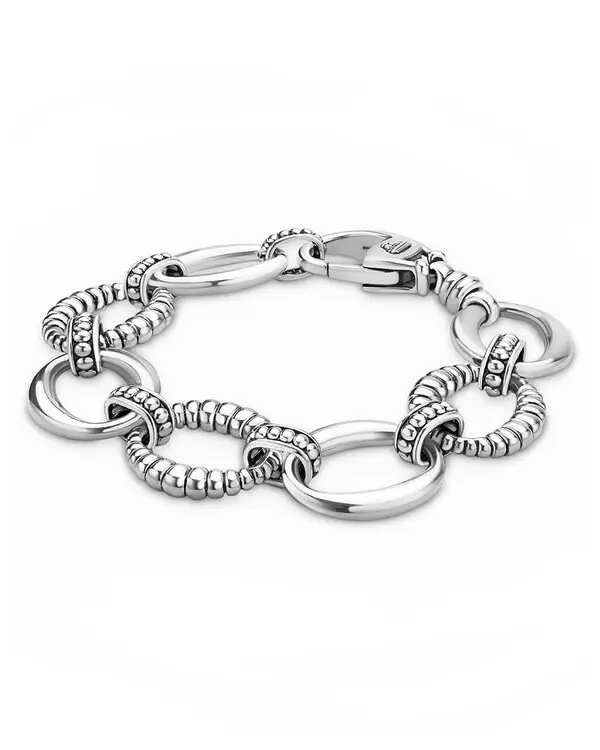 Lagos Sterling Signature Caviar Oval Fluted Link Bracelet