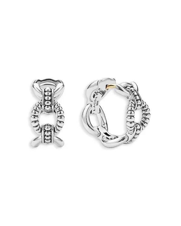 Lagos Sterling Caviar Link Hoop Earrings - Silver