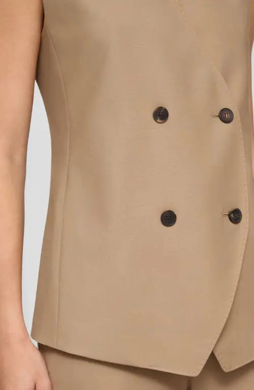 Lafayette 148 New York Tropical Wool Blend Double-breasted Vest - Brownstone