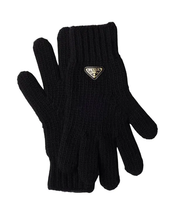 Prada Wool Knitted Gloves - Black