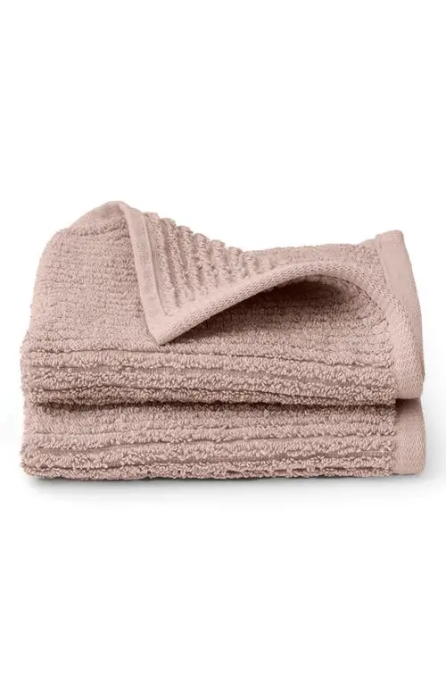 BOLL & BRANCH Set Of 2 Ribbed Organic Cotton Washcloths - Dusty Rose