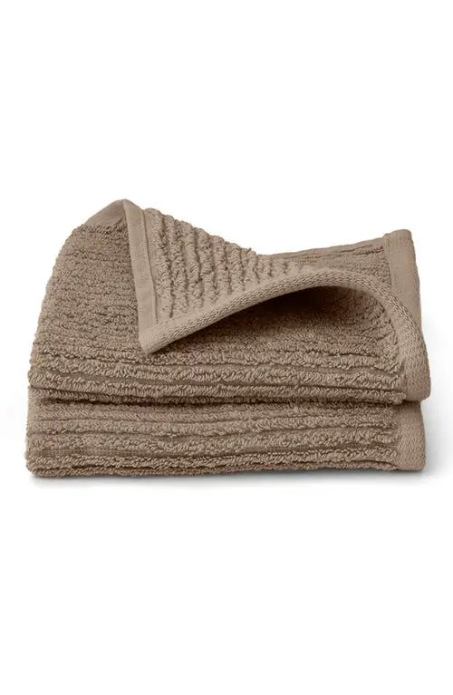 BOLL & BRANCH Set Of 2 Ribbed Organic Cotton Washcloths - Walnut