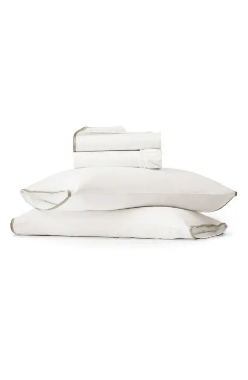 BOLL & BRANCH Trielle Percale Sheet Set - White/pewter/oak