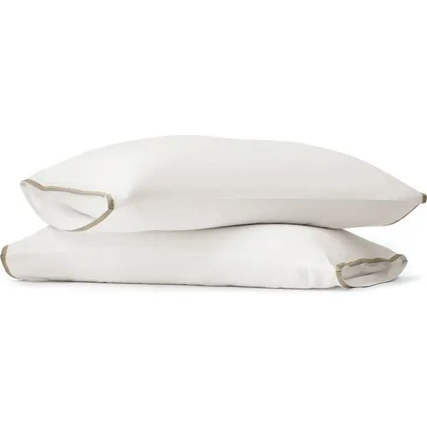 BOLL & BRANCH Trielle Percale Set Of 2 Pillowcases - White/pewter/oak