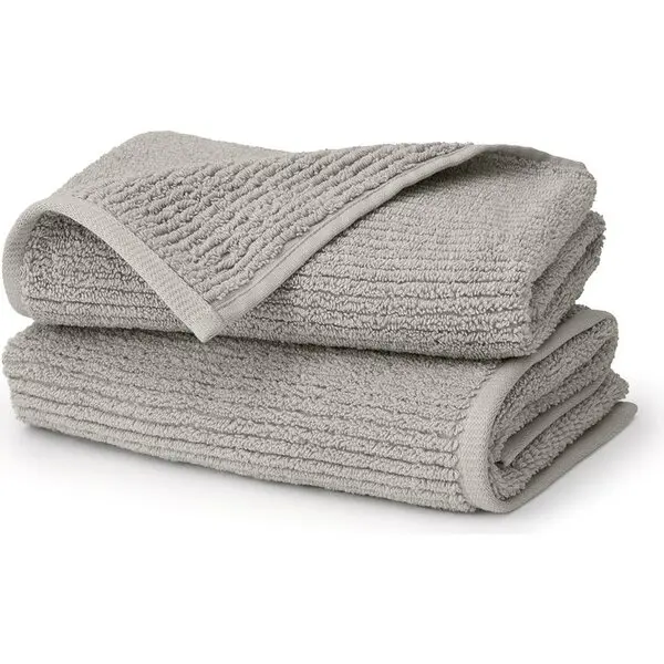 BOLL & BRANCH Set Of 2 Ribbed Organic Cotton Hand Towels - Pewter
