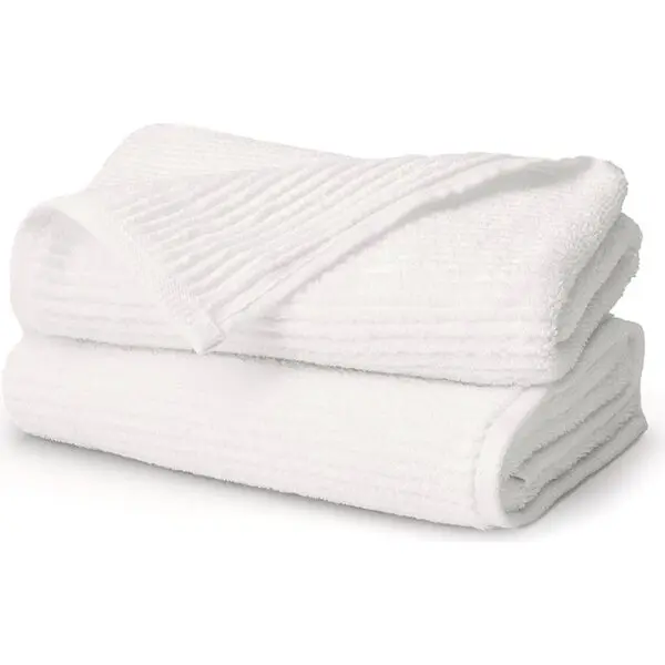 BOLL & BRANCH Set Of 2 Ribbed Organic Cotton Hand Towels - White