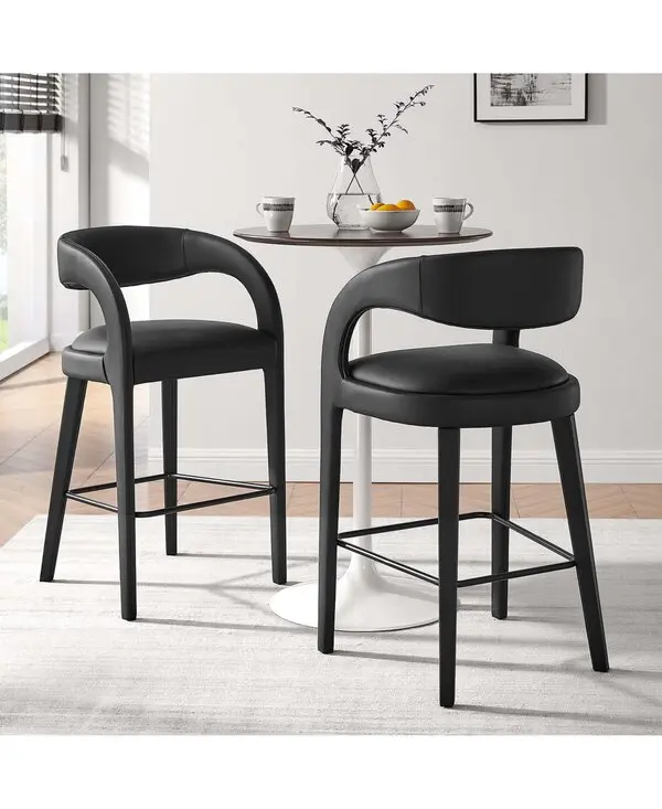 MODWAY Pinnacle Faux Leather Bar Stool, Set Of 2