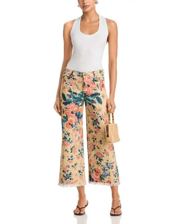 Kobi Halperin Anne" Floral Print Wide Leg Cropped Pants - Chai Multi