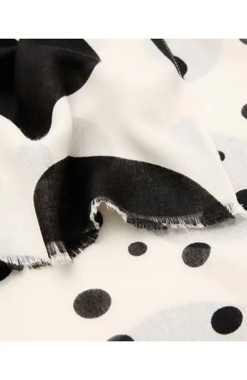 Mango Eyelash Fringe Print Scarf - Ecru