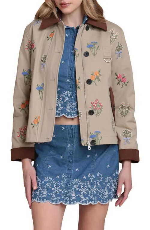 Avec Les Filles Embroidered Floral Cotton Chore Jacket