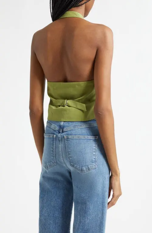 Veronica Beard Arabella Linen-blend Halter Vest