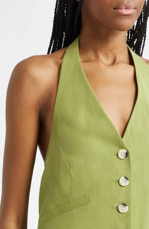 Veronica Beard Arabella Linen-blend Halter Vest