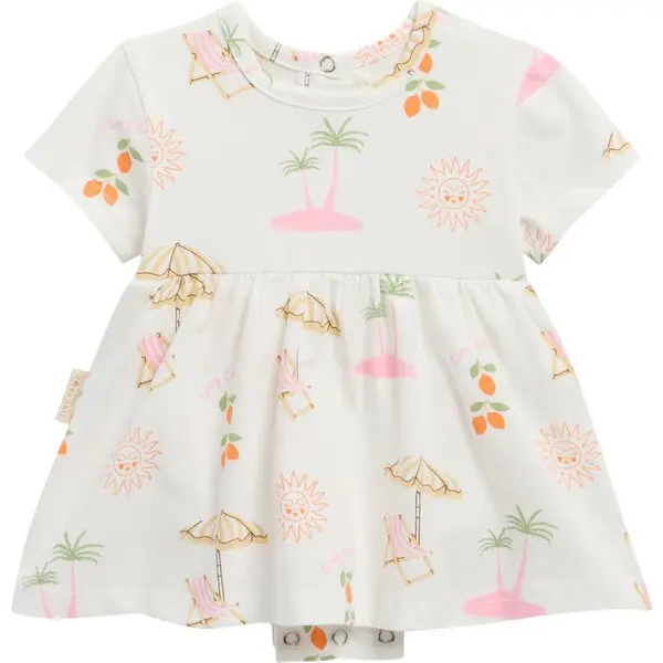 TINY TRIBE Summer Cotton Blend Skirted Bodysuit - Cream