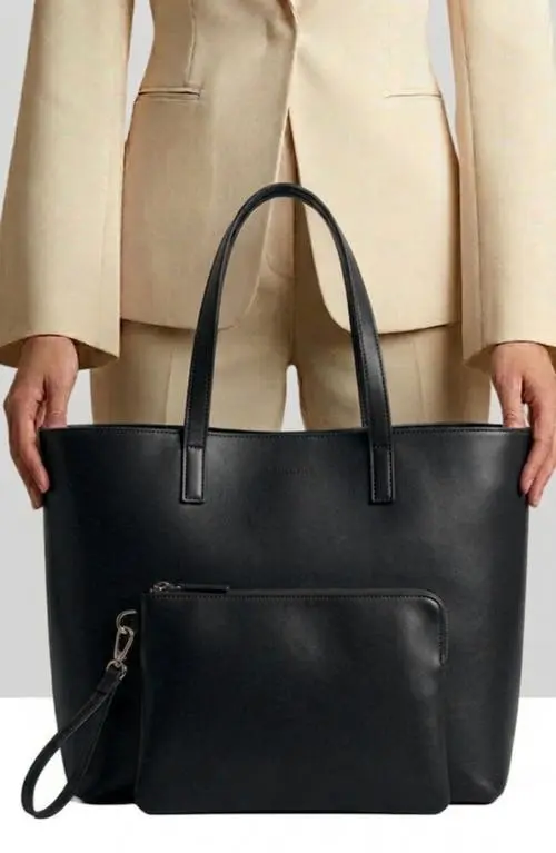 ECOTORIE Agatha Leather Tote - Black