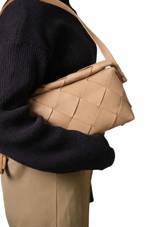 Écotorie Maude Woven Leather Crossbody Bag - Oatmeal