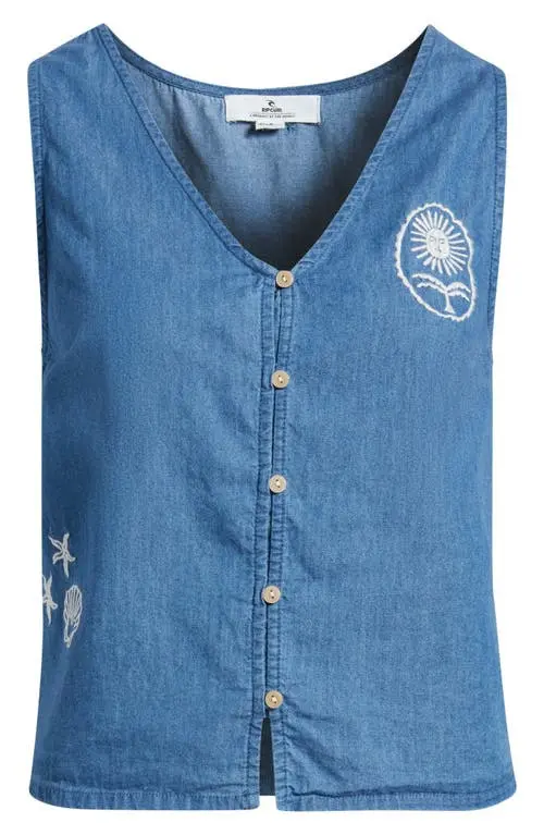 Rip Curl Catalina Island Denim Button-up Sleeveless Top