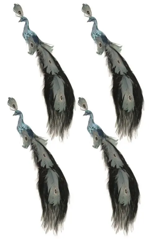 MARK ROBERTS Glittered Peacock Ornaments - Turquoise