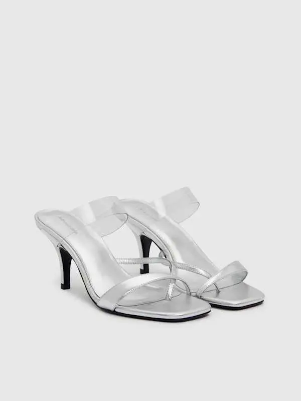 REFORMATION Genine Heeled Sandal - Silver
