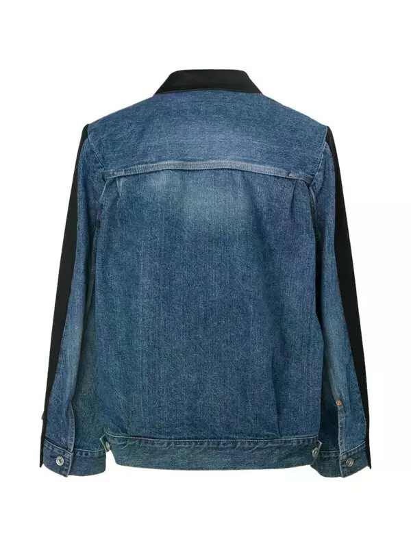 Sacai Double-breasted Denim-panel Jacket - Blue