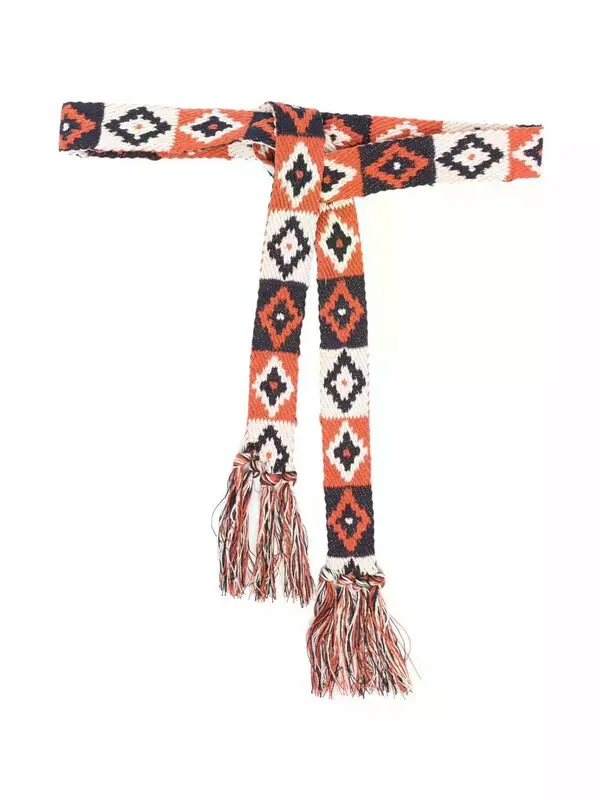 PIERRE-LOUIS MASCIA Patterned Belt With Tassel Detail - Orange