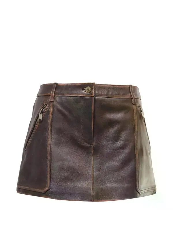 Michael Kors Paneled Leather Mini Skirt