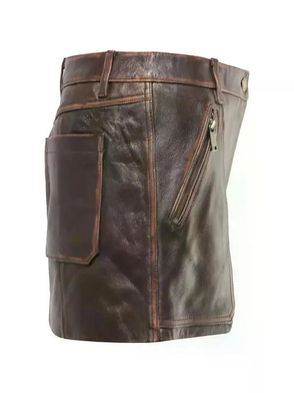 Michael Kors Paneled Leather Mini Skirt