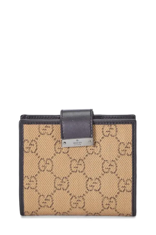 Gucci Beige Gg Canvas Compact Wallet - Brown