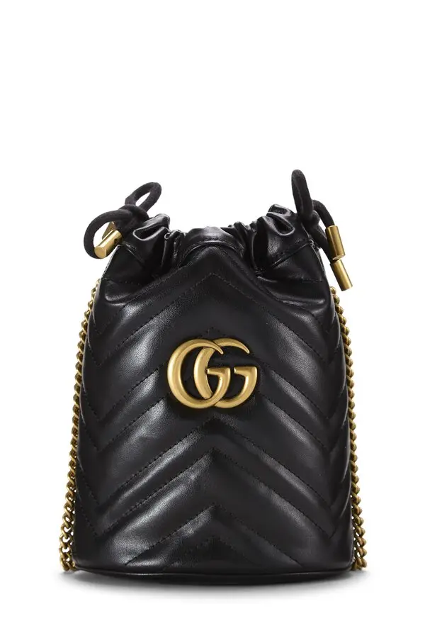 Gucci Leather Gg Marmont Bucket Bag