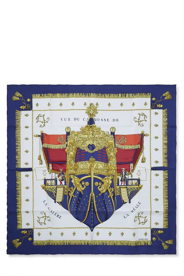 Hermès Multicolor 'la Reale Vue Du Carrosse De La Galère' Silk Scarf 90 - Blue