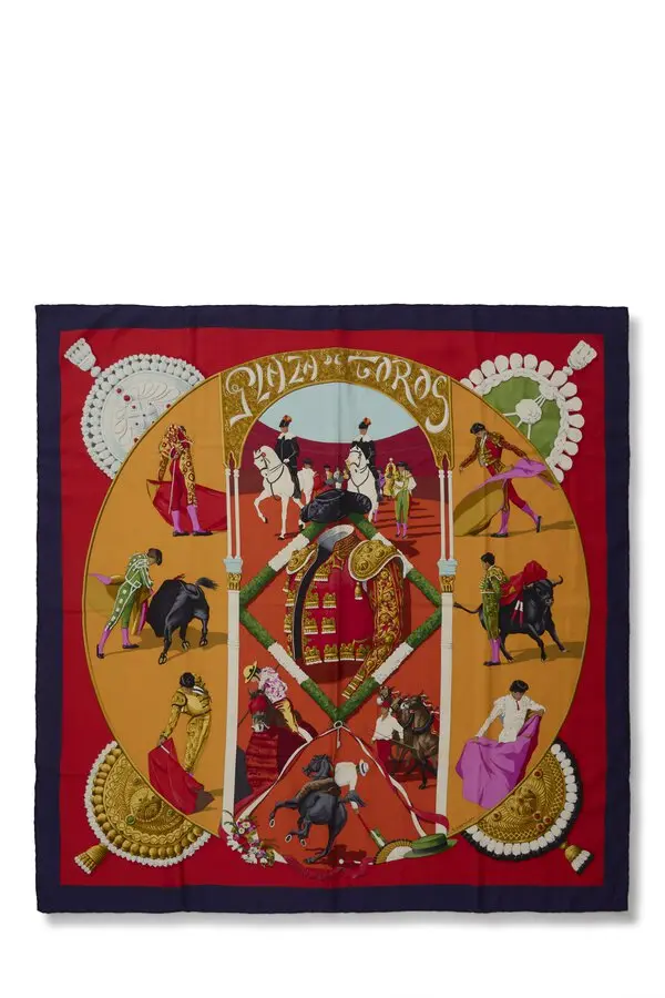 Hermès Multicolor 'plaza De Toros' Silk Scarf 90