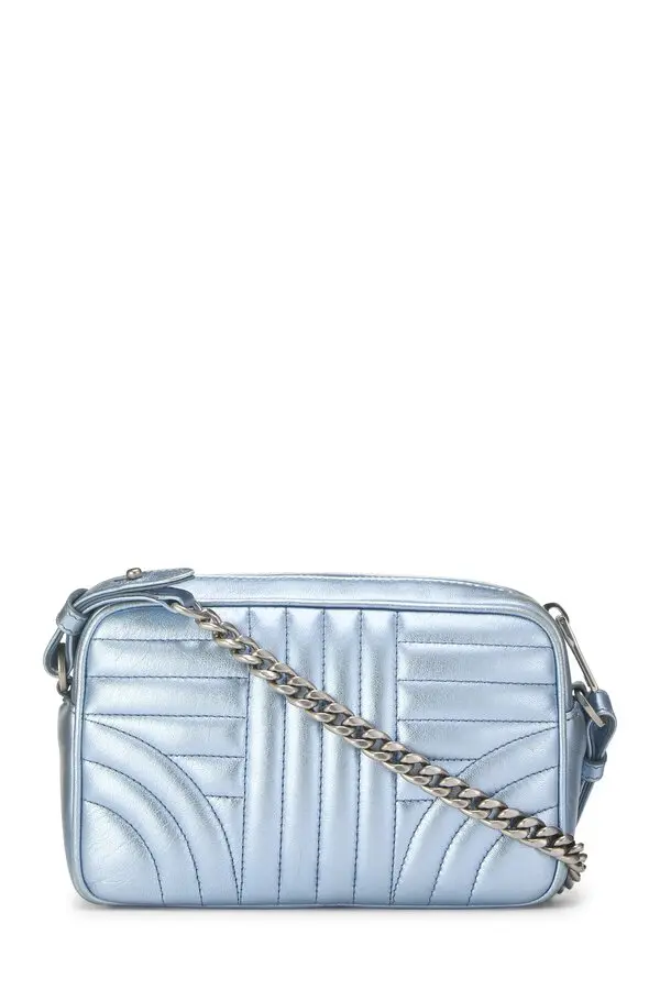 Prada Metallic Calfskin Diagramme Camera Bag - Blue